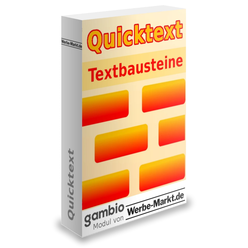 „Quicktext” 🧱 Textbausteine für Gambio 4.4 - 4.9